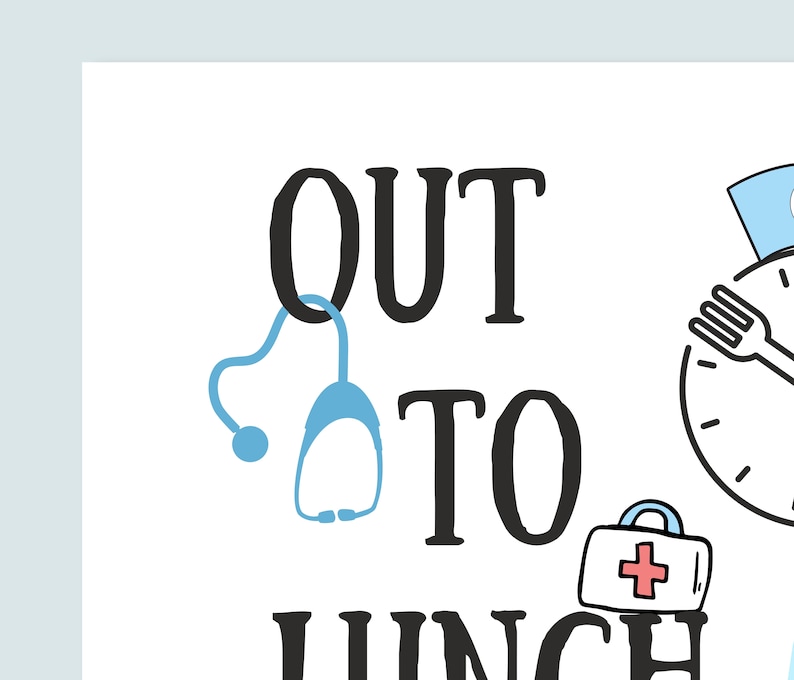 Nurse Out to Lunch Sign: Printable Office Door Poster (digital Download ...