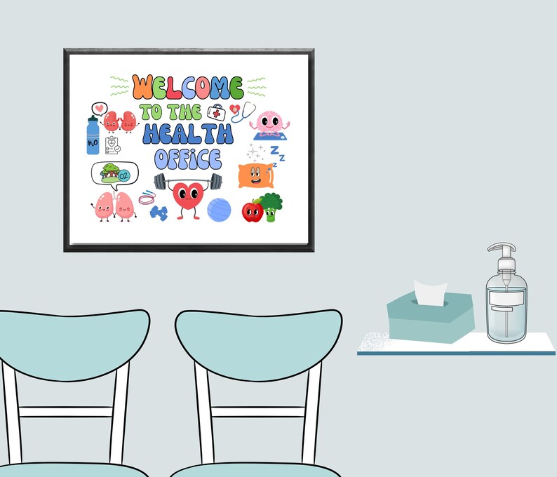 Welcome Health Office Poster, School Nurse Wall Art, Healthy Habits ...
