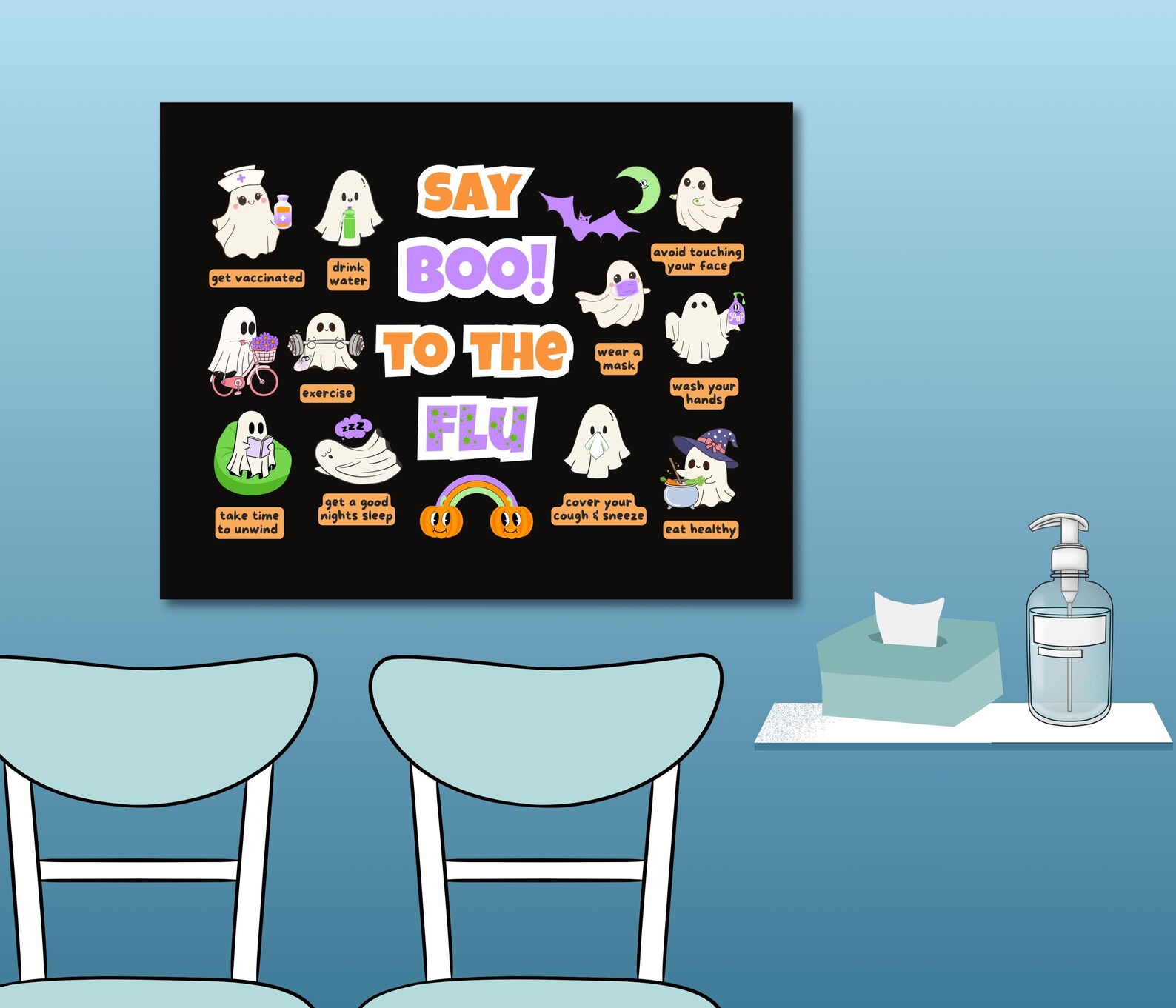 Halloween School Nurse Poster: Fall Flu Season Health Office Decor - Etsy