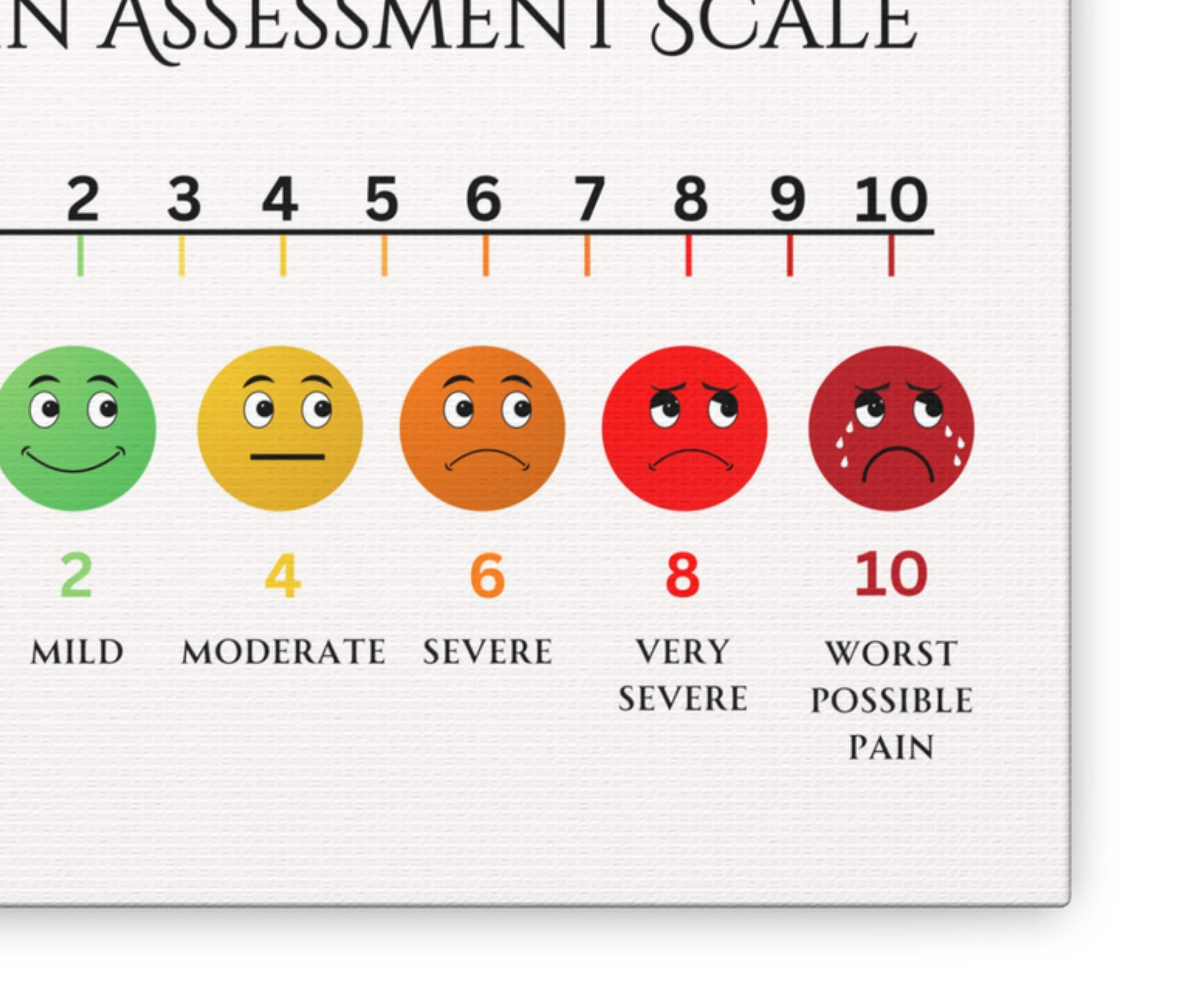 Pain Assessment Tool Sign, Pain Assessment Chart, Pain Scale Gift for ...
