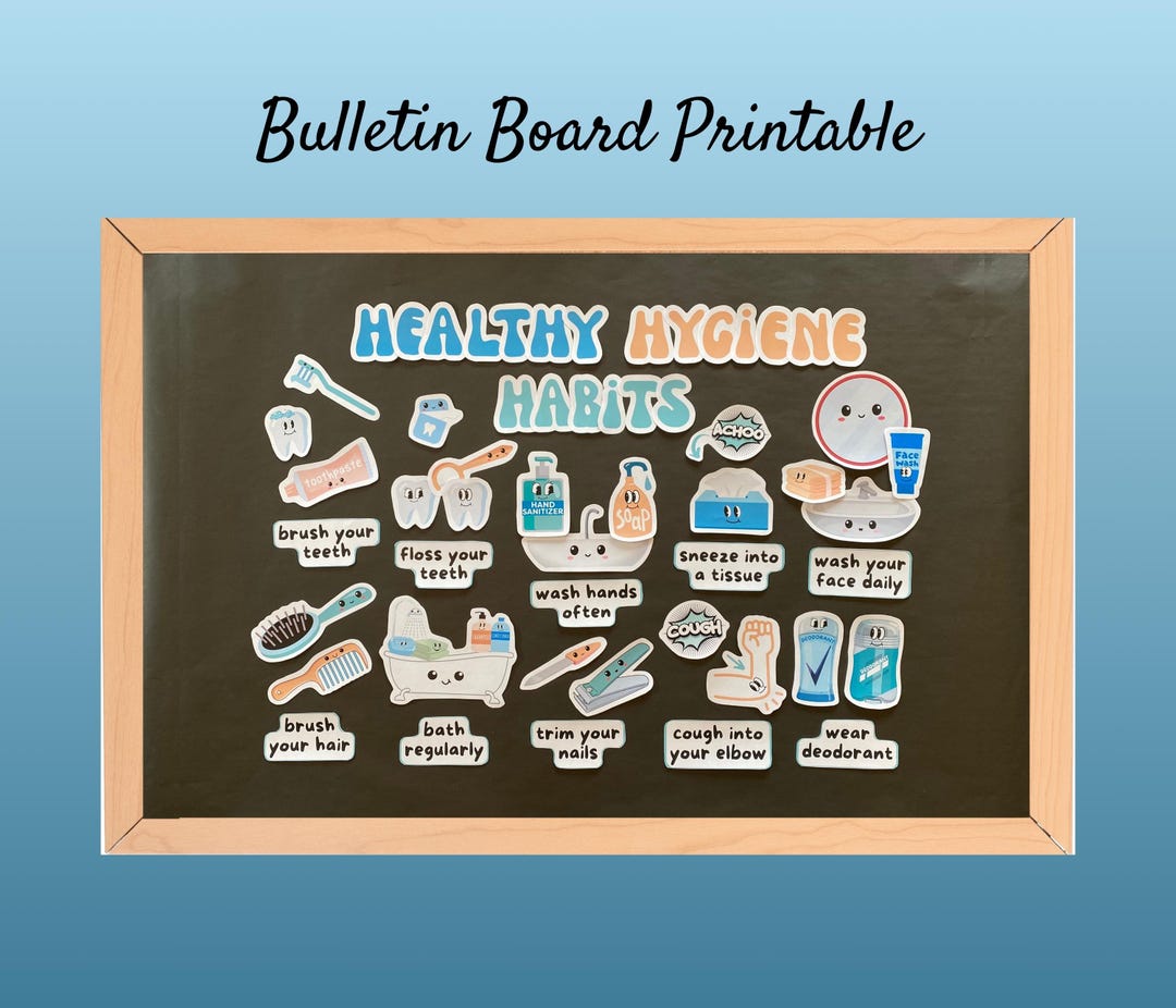 Hygiene Bulletin Board Kit, School Nurse Decor, Healthy Habits Door ...