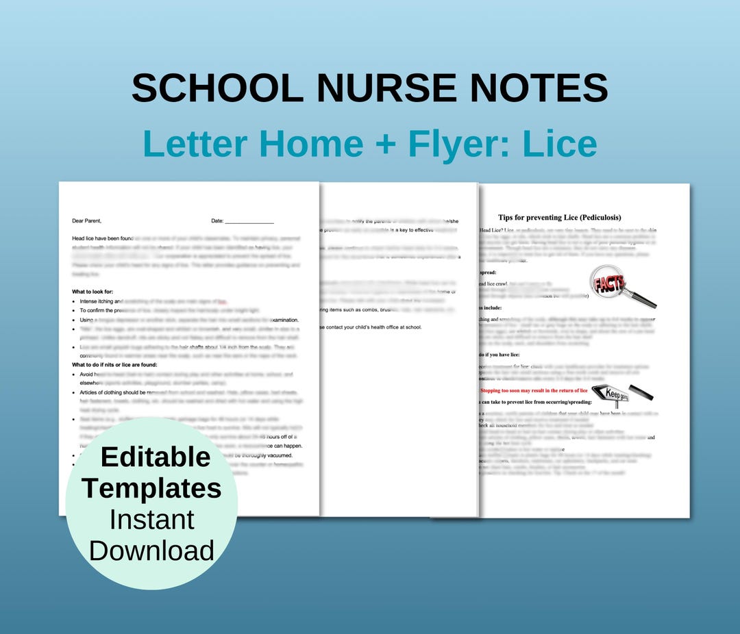 School Nurse Letter & Flyer Templates | Health Promotion, Lice Note ...