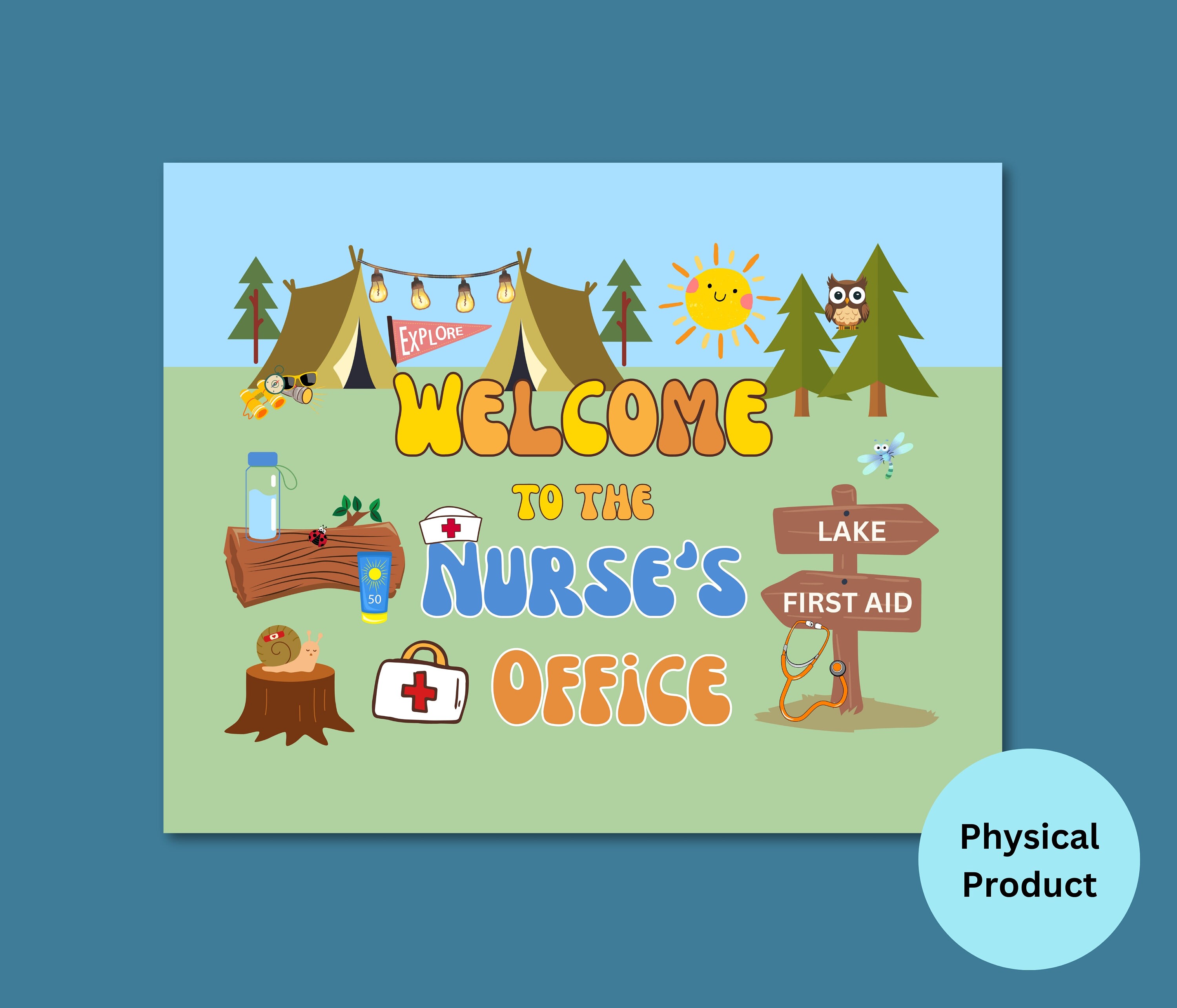 Summer Camp Nurse Office Poster, Camping Themed Nurse Office Welcome ...