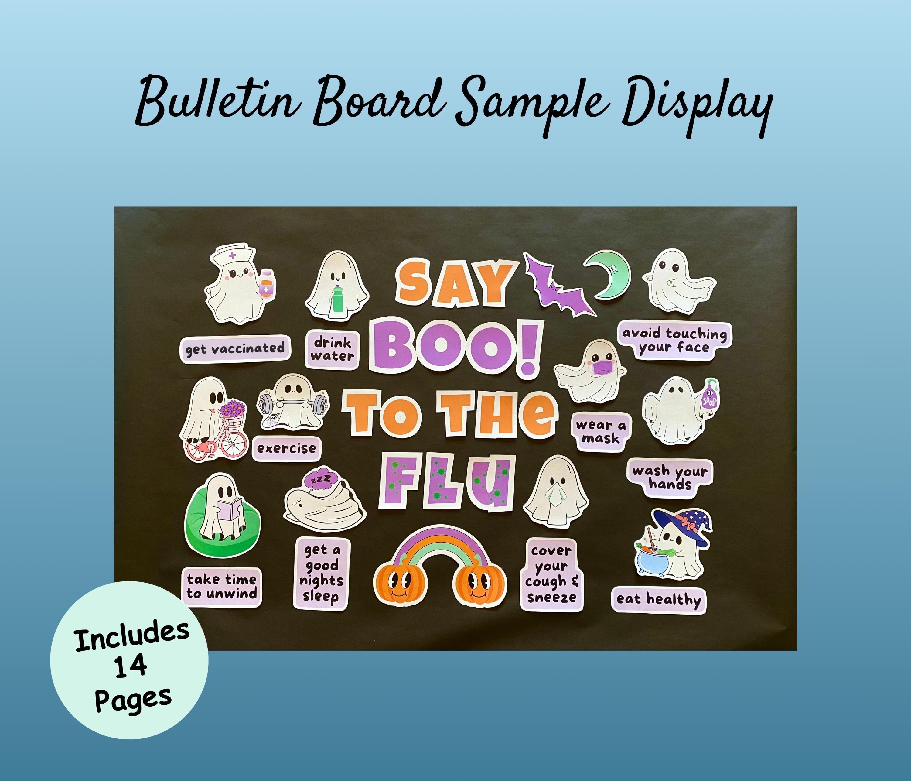 Fall Flu Bulletin Board Kit, Halloween School Nurse Bulletin Board Set ...