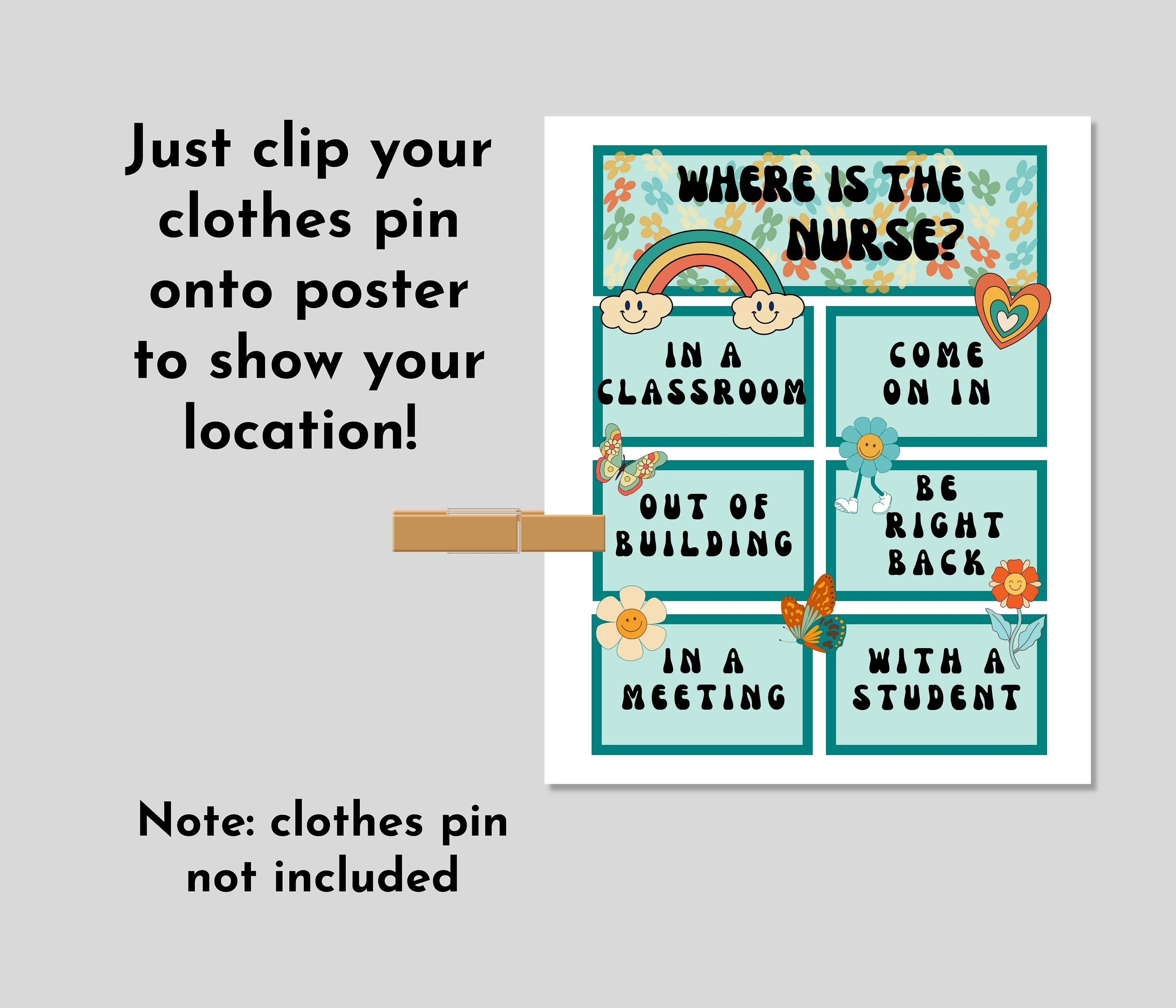 School Nurse Printable Poster, Where is the Nurse Sign, Colorful Health ...