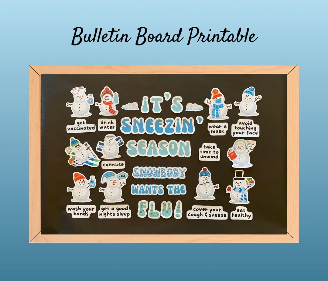 Winter Flu Bulletin Board Kit: School Nurse Office Decor (PDF Printable ...
