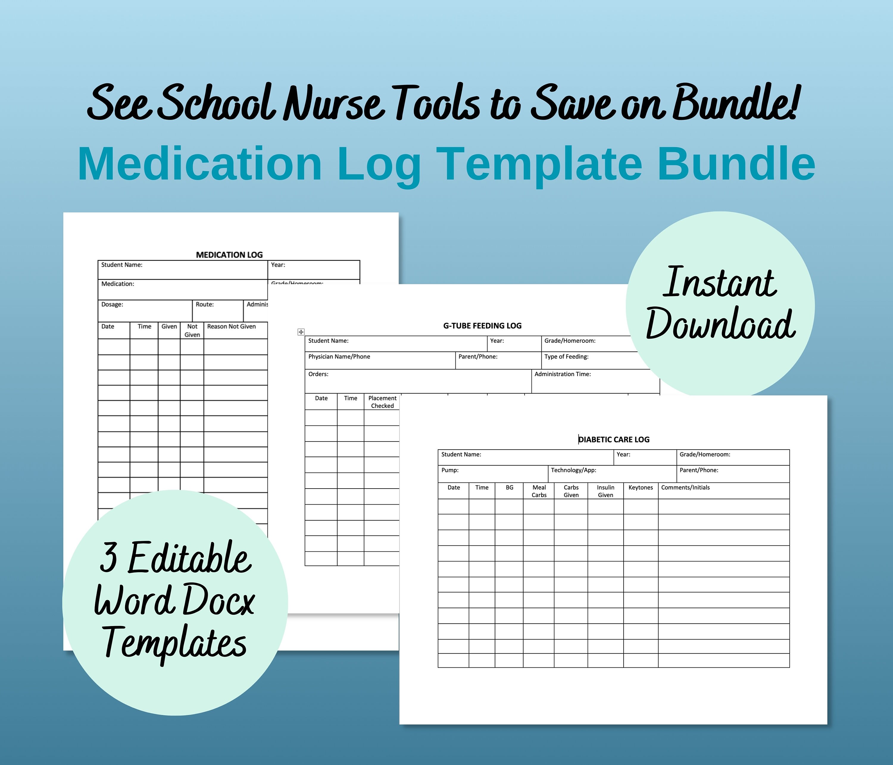 School Nurse Medication Log Template, Medication Administration Tracker ...