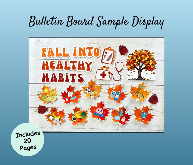 Fall Healthy Habits Bulletin Board Kit: School Nurse Office Decor (PDF ...