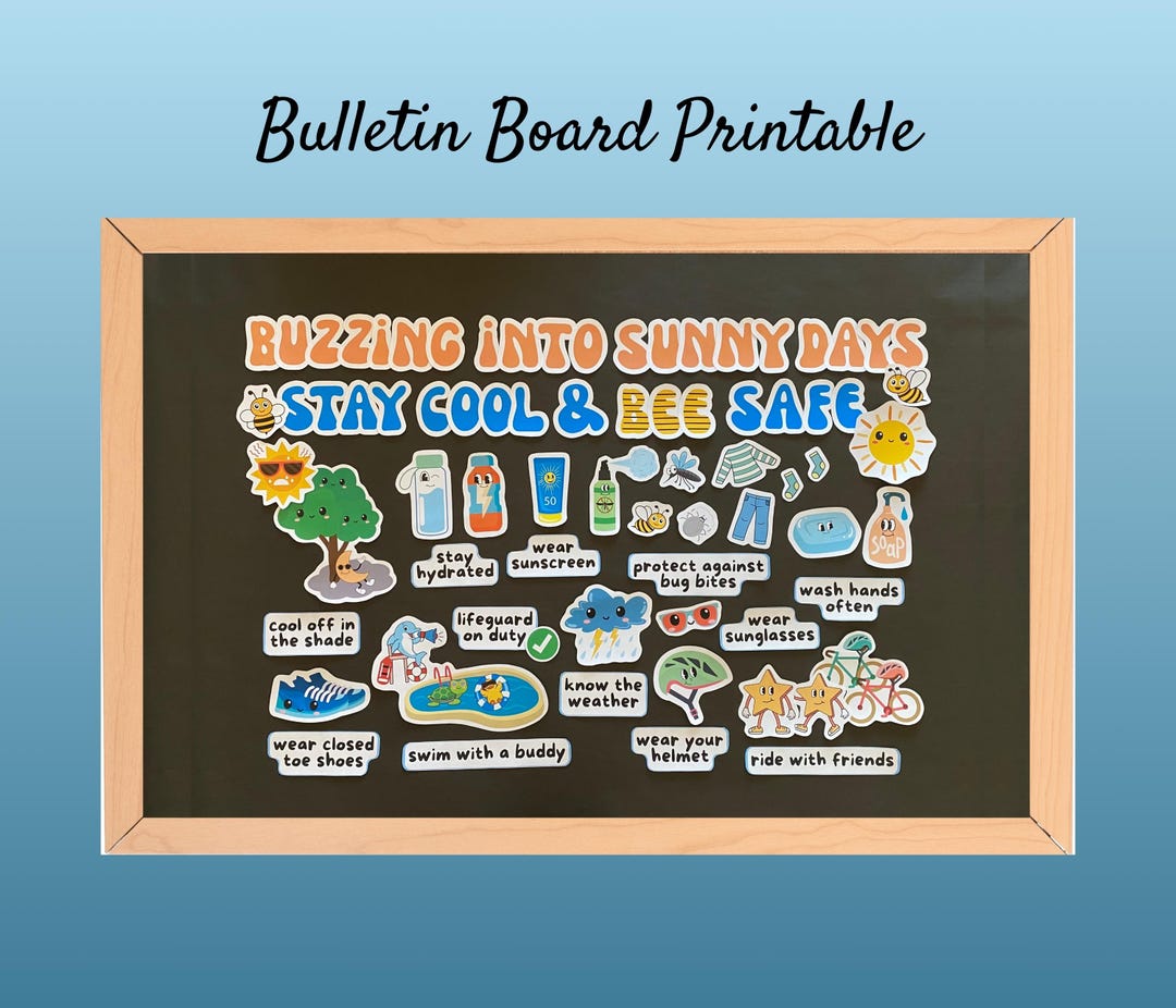 Summer Safety Bulletin Board Kit: Retro-style Health Education (PDF ...