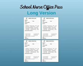 School Nurse Notes Printable, School Nurse Office Pass, School Health ...