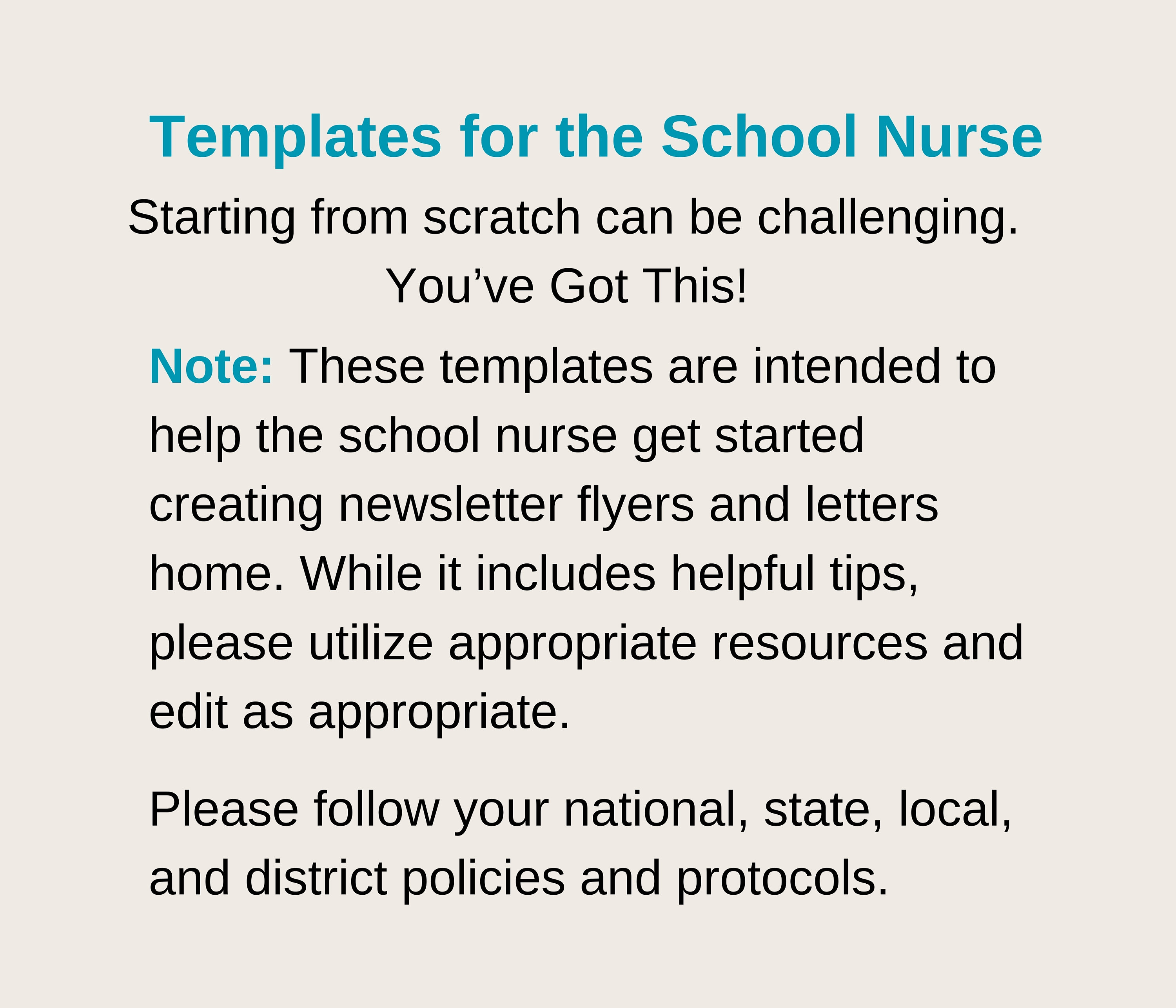 School Nurse Letter Home Template, School Nurse Note, School Nurse ...