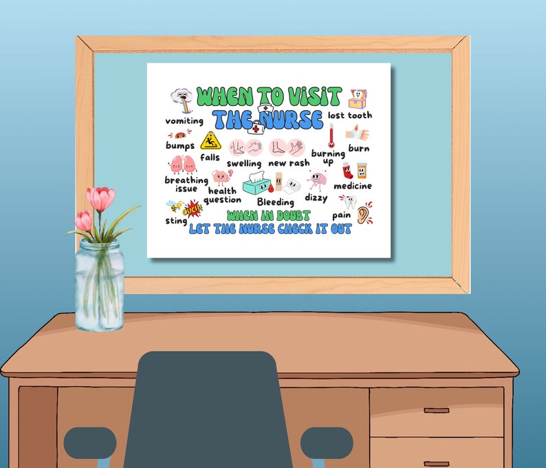 When to Visit the Nurse Poster, School Nurse Decor, Nurse Office Door ...