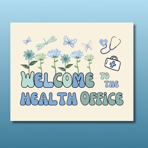 Health Office Welcome Poster, Cute Clinic Decor, Floral Welcome Poster ...