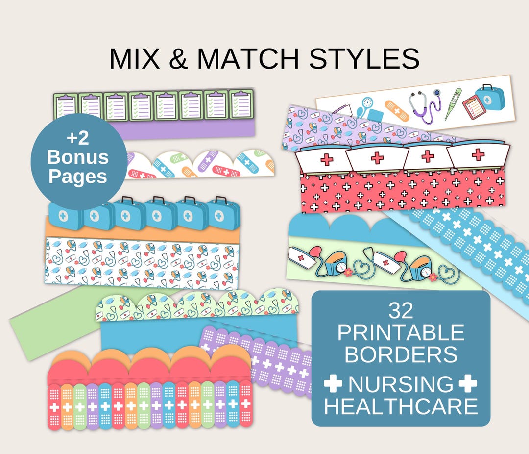 Healthcare Bulletin Board Borders: Mix & Match Nursing Decor (PDF ...