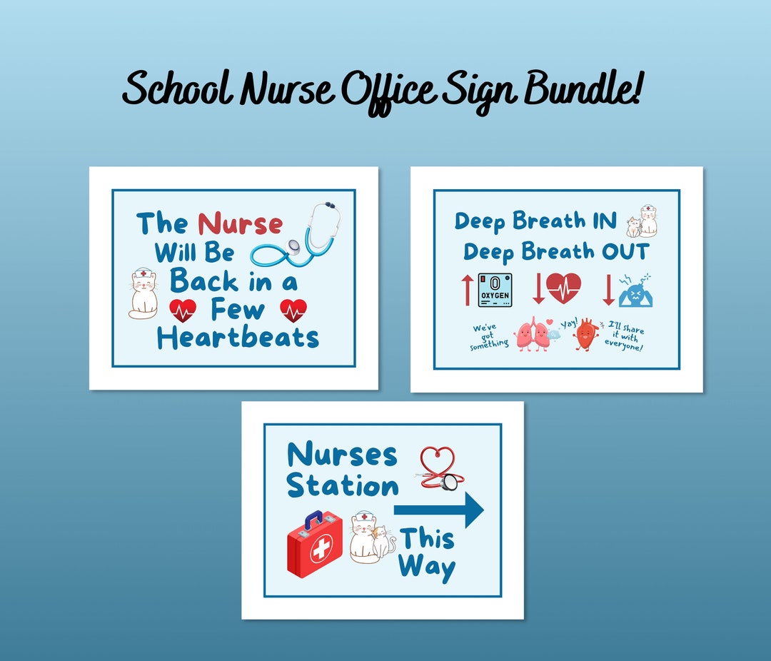 School Nurse Office Signs Bundle, School Nurse Door Sign, School Nurse ...