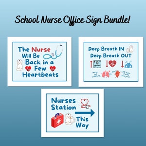 School Nurse Office Signs Bundle, School Nurse Door Sign, School Nurse ...