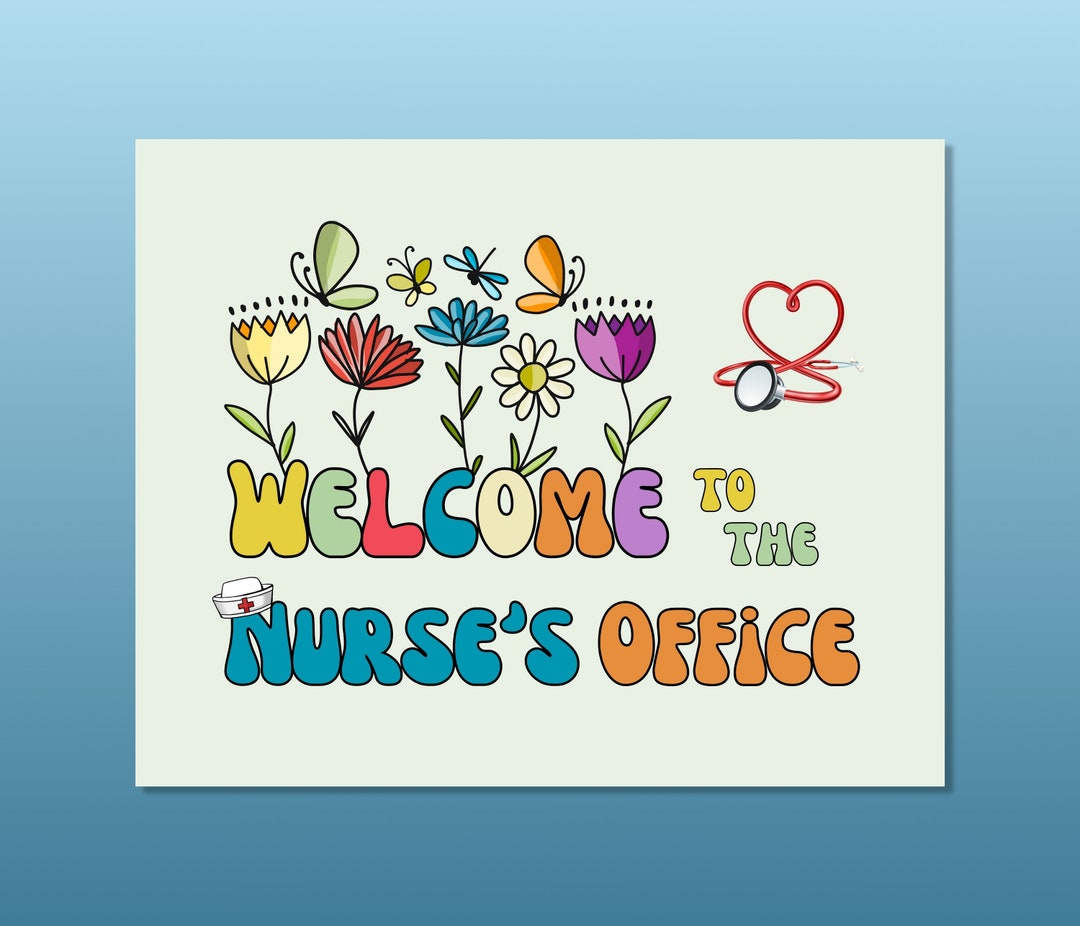 Nurse Office Welcome Sign, Cute Health Office Decor, Floral Welcome ...