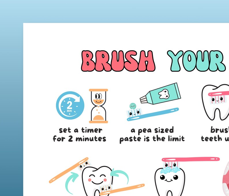 Brush Your Teeth Printable Poster: School Nurse Decor - Oral Health ...