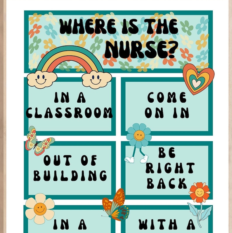 School Nurse Printable Poster, Where is the Nurse Sign, Colorful Health ...