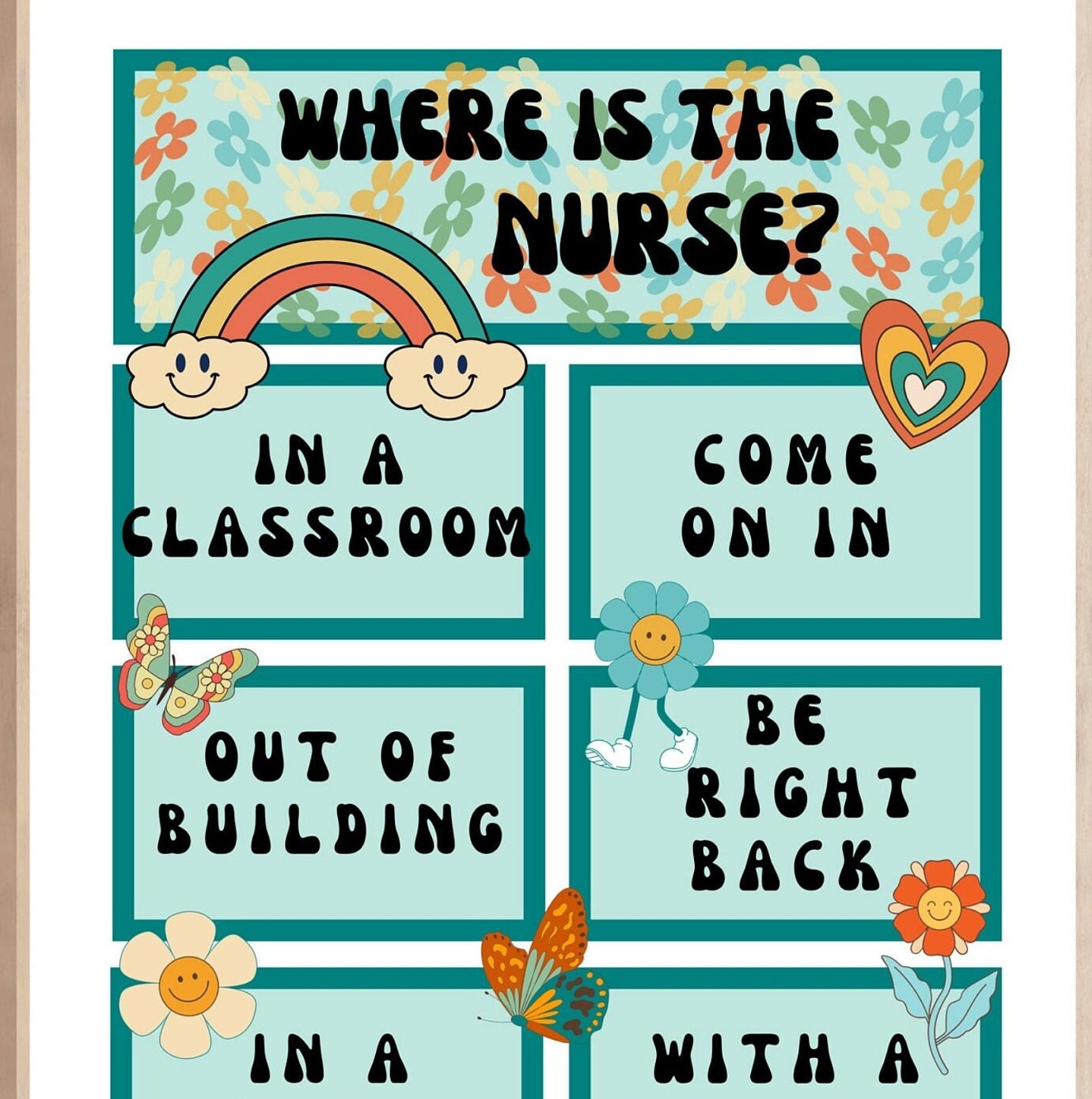 School Nurse Printable Poster, Where is the Nurse Sign, Colorful Health ...