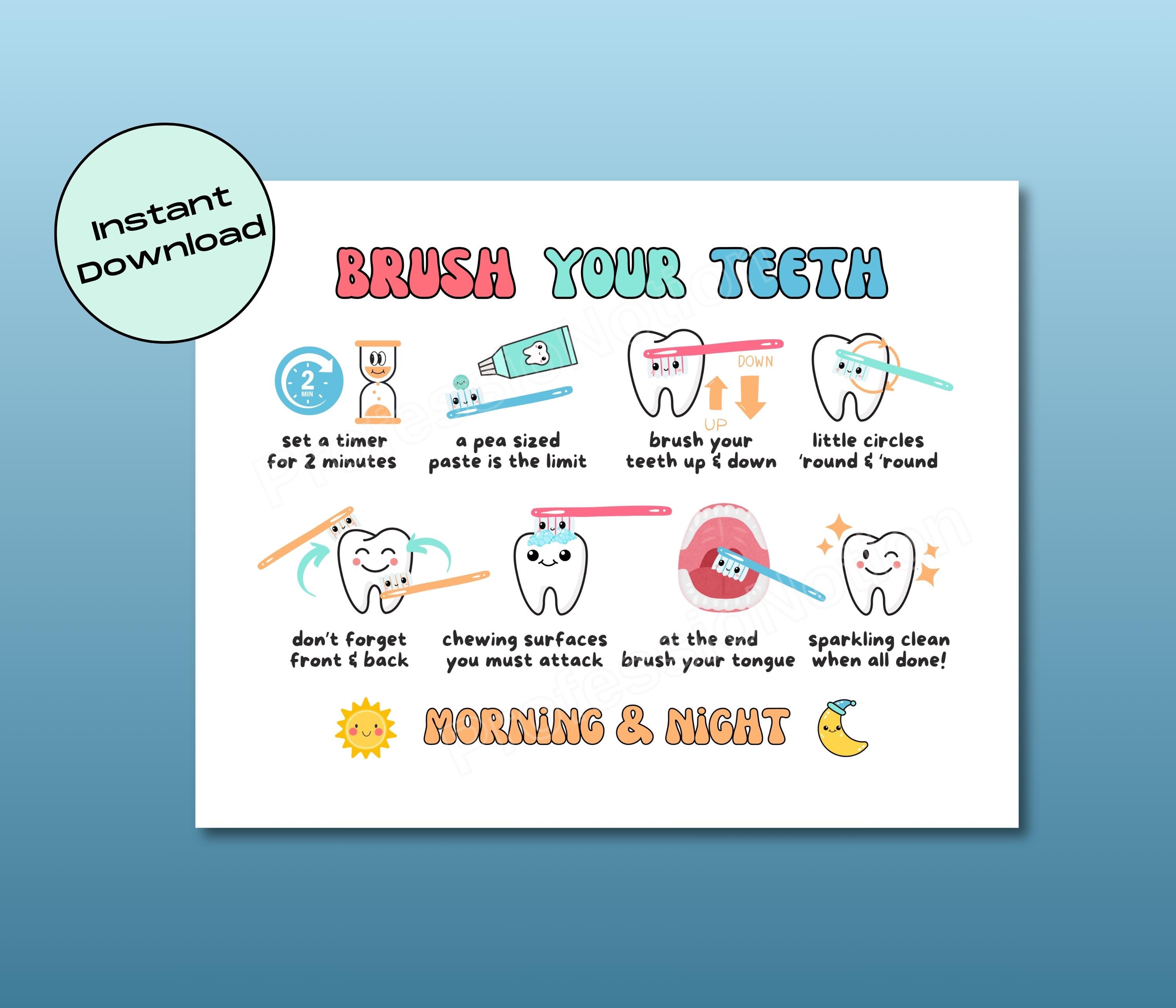Brush Your Teeth Printable Poster: School Nurse Decor - Oral Health ...
