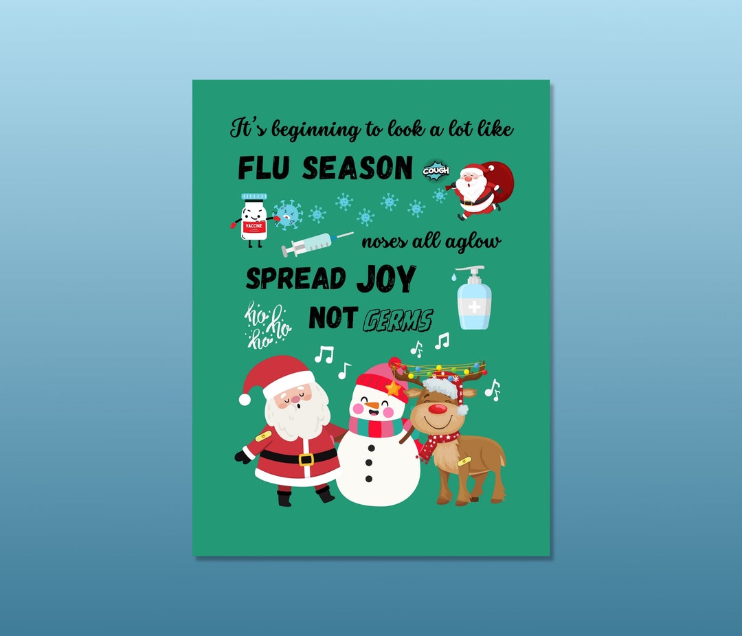 Holiday Flu Season Poster: Santa, Snowman, Reindeer - Health Office ...