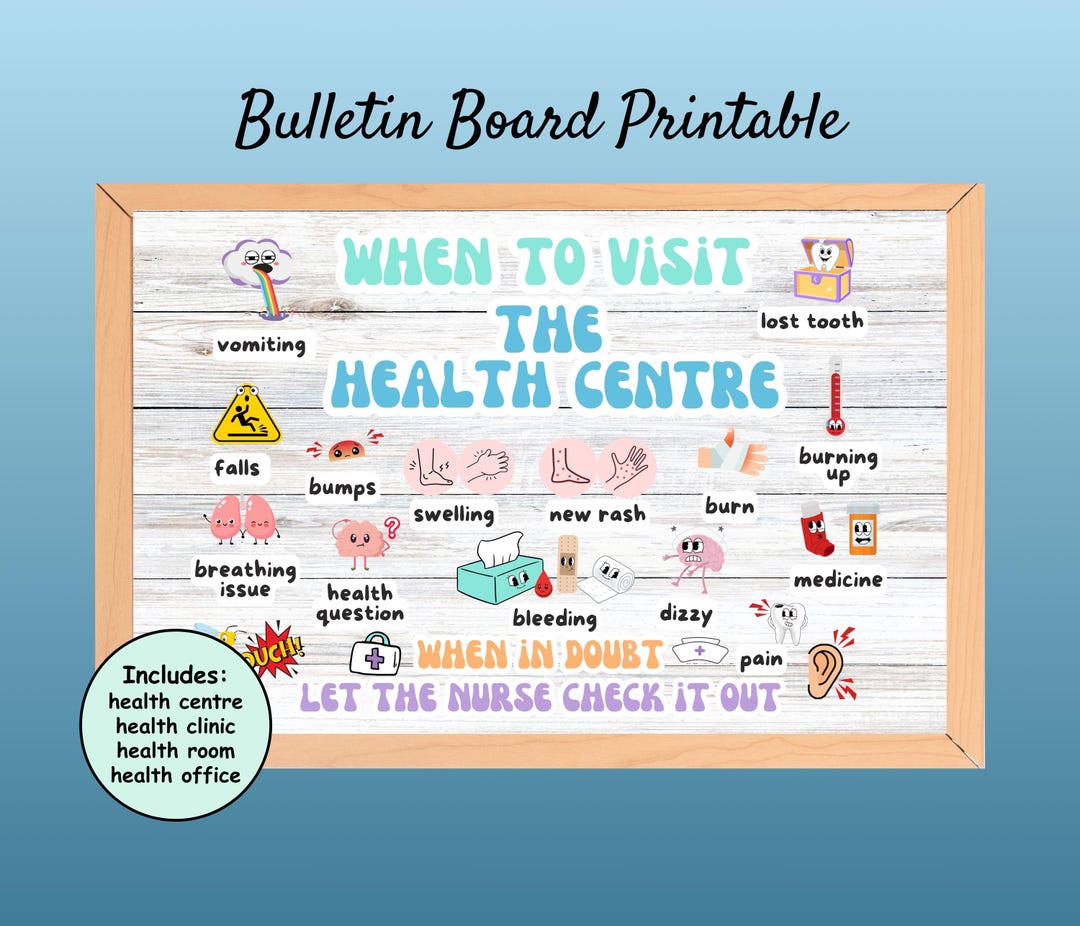 Health Centre Bulletin Board Kit: School Nurse Office Decor (PDF ...