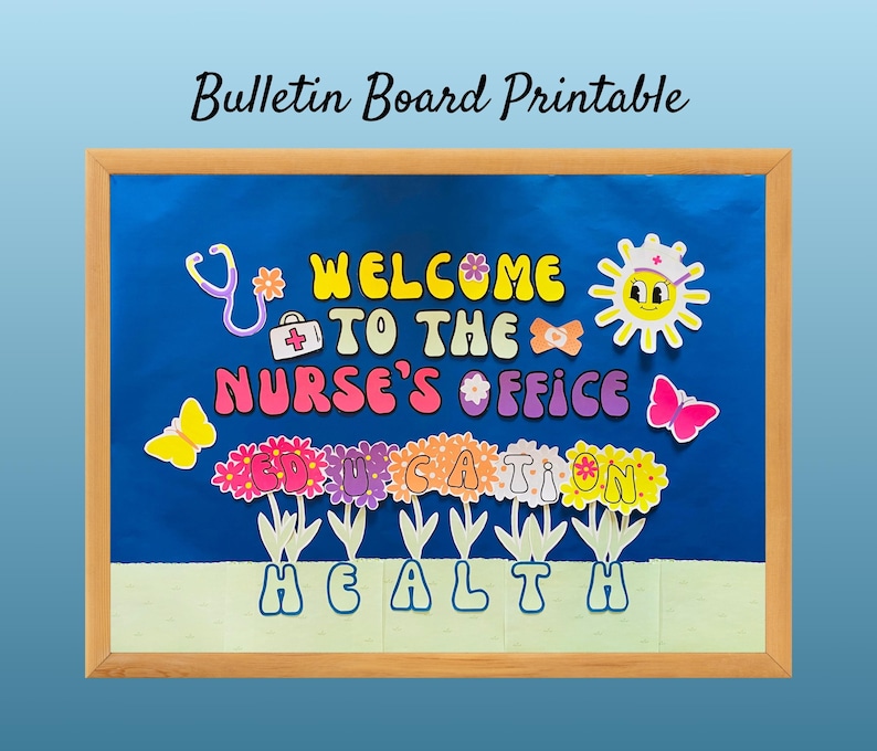 Floral Nurse Office Bulletin Board Kit, School Nurse Bulletin Board Set ...