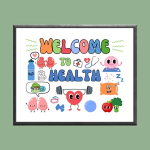 Health Office Welcome Sign, Cute Clinic Decor, Health Class Poster ...