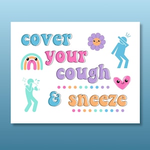 Cover Your Cough Pastel Poster: School Nurse Health Office Decor - Etsy