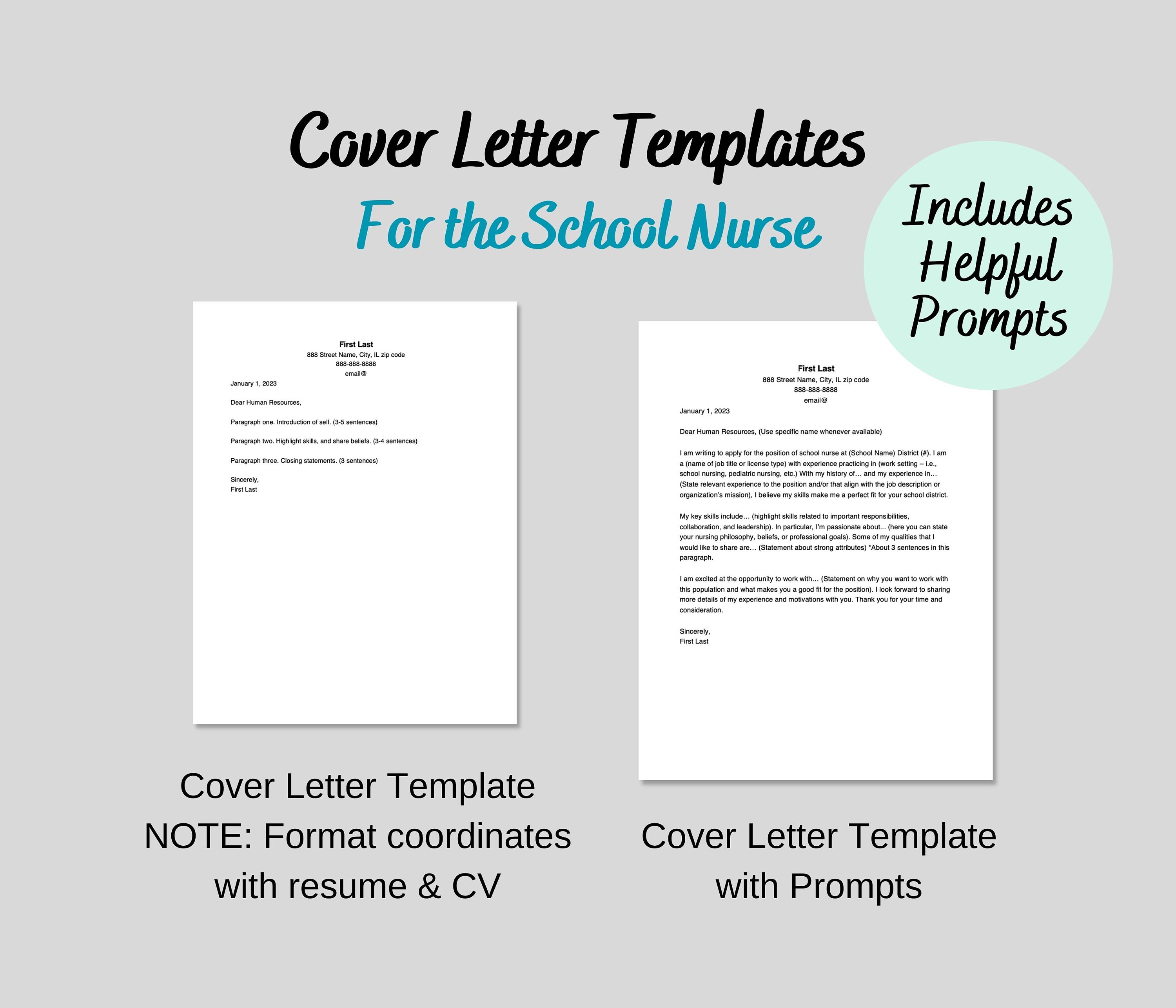 School Nurse Resume, CV, Cover Letter Bundle School Nurse Resume ...