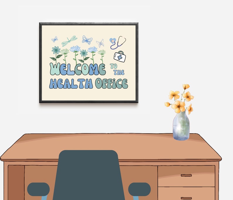 Health Office Welcome Poster, Cute Clinic Decor, Floral Welcome Poster ...