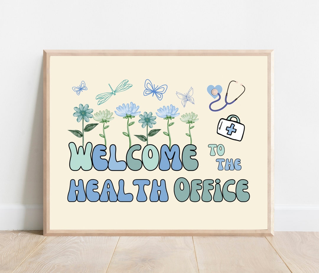 Health Office Welcome Poster, Printable Nurse Office Welcome Door Sign ...