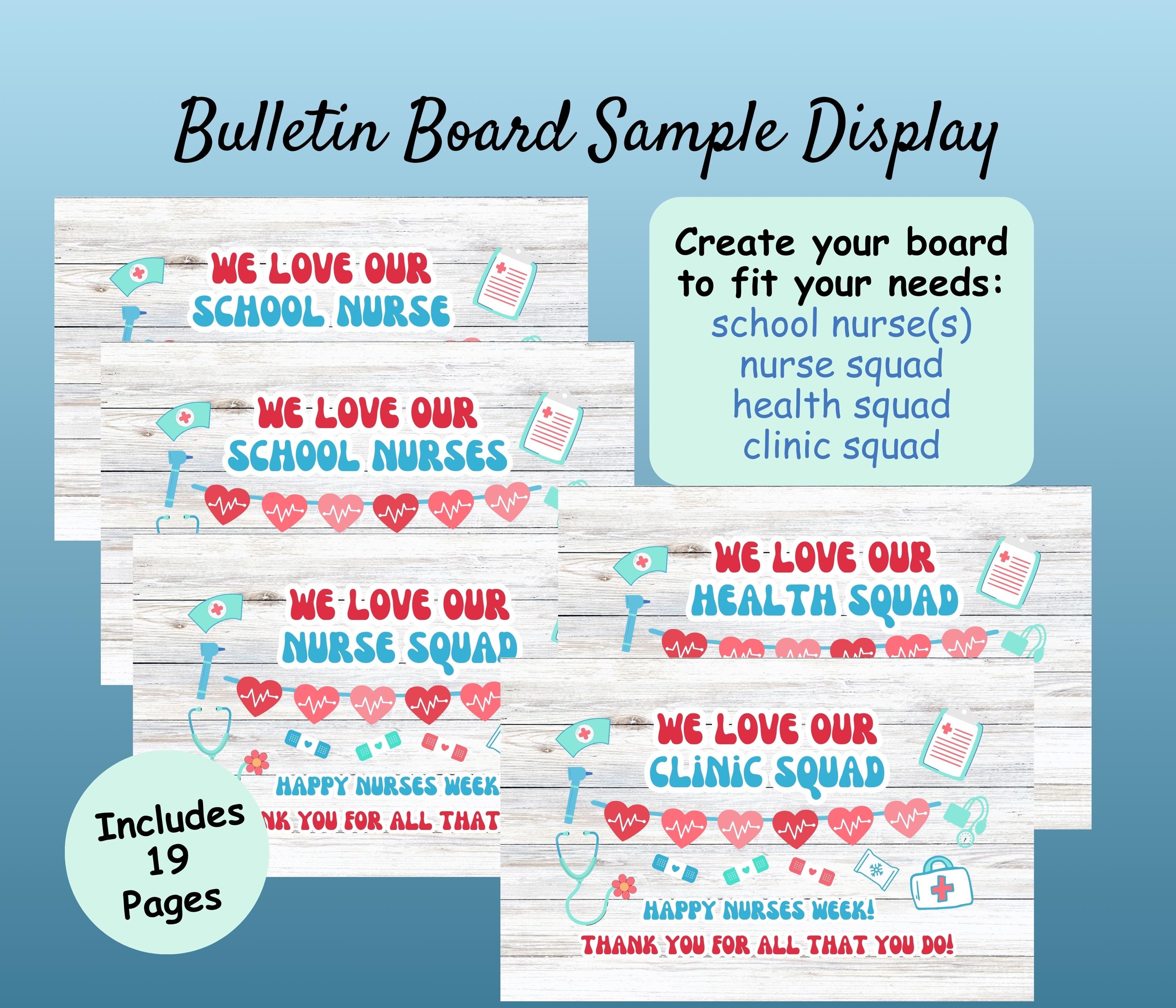Nurses Week Bulletin Board Printable: School Nurse Appreciation Decor ...