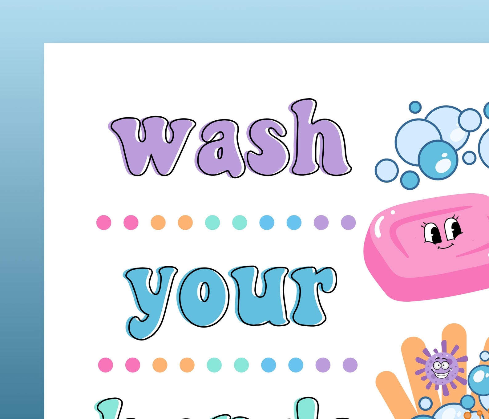 Wash Your Hands Poster: Pastel Classroom Decor, School Nurse Art - Etsy