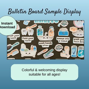 Hygiene Bulletin Board Kit, School Nurse Decor, Healthy Habits Door ...