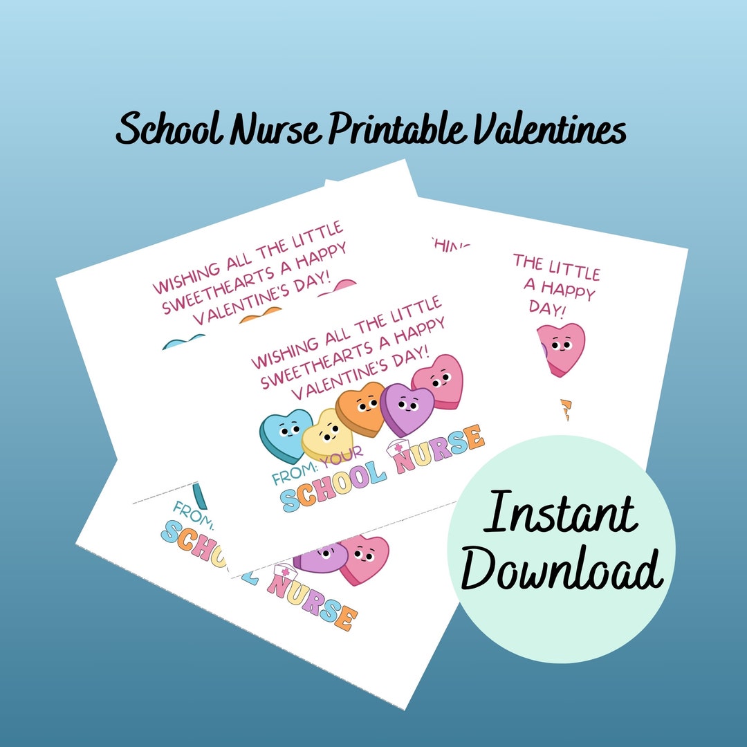 School Nurse Valentines Cards Printable, Greeting Card From Nurse ...