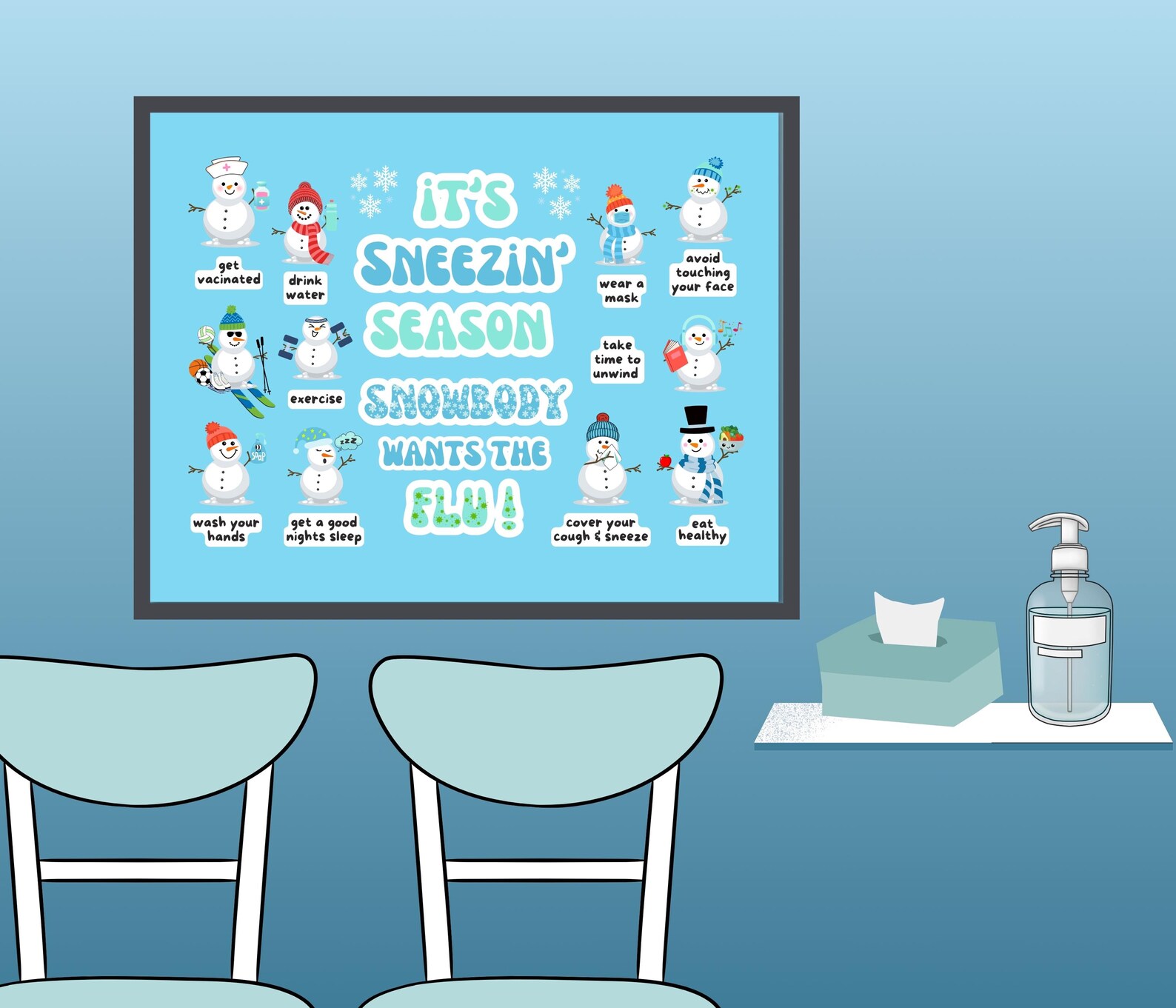 Winter Flu Season School Nurse Poster: Health Office Decor (digital ...