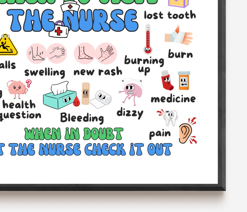 When to Visit the Nurse Poster, School Nurse Decor, Nurse Office Door ...