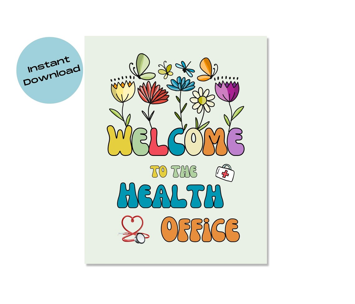 Health Office Printable Welcome Poster, Health Clinic Decor, Health ...