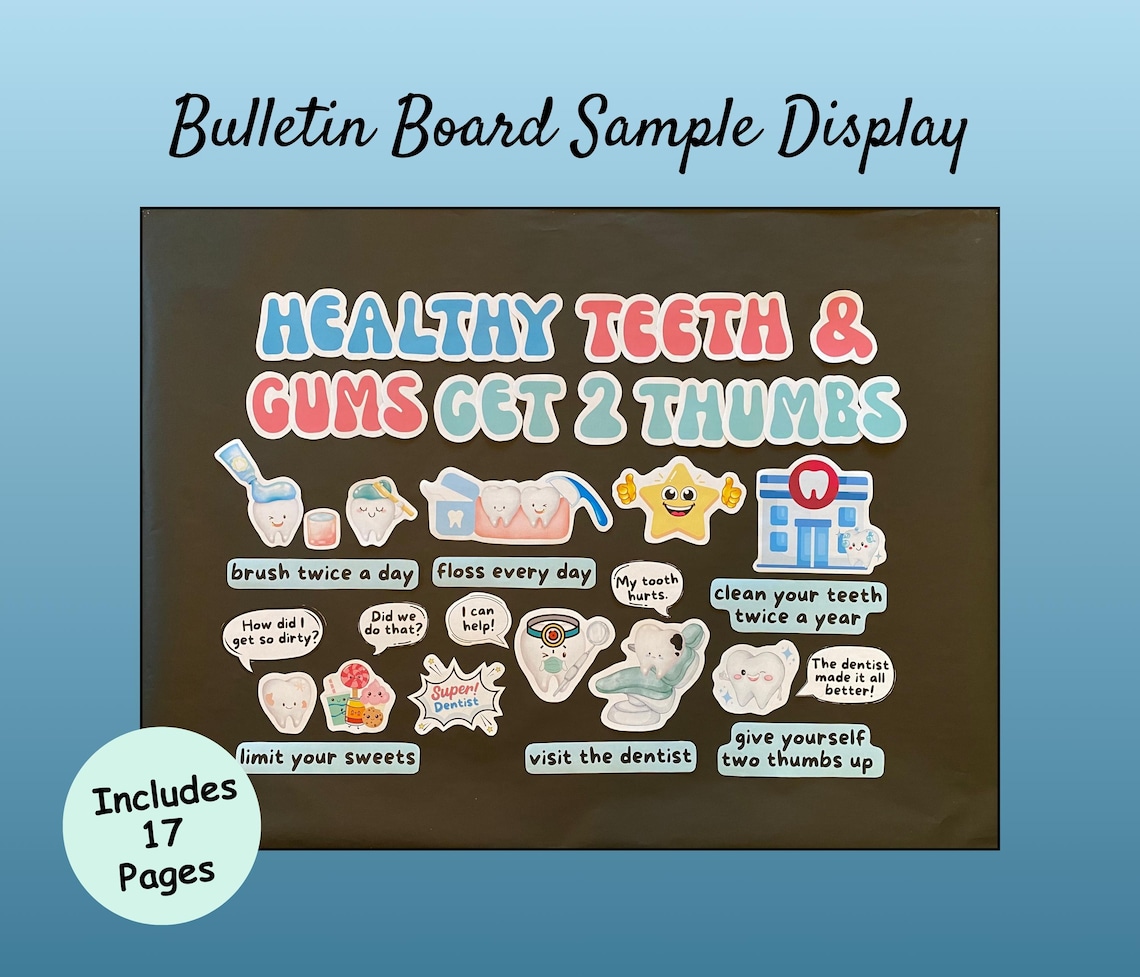 Dental Hygiene Bulletin Board Kit: Healthy Habits Oral Hygiene Decor ...
