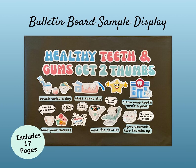Dental Hygiene Bulletin Board Kit: Healthy Habits Oral Hygiene Decor ...