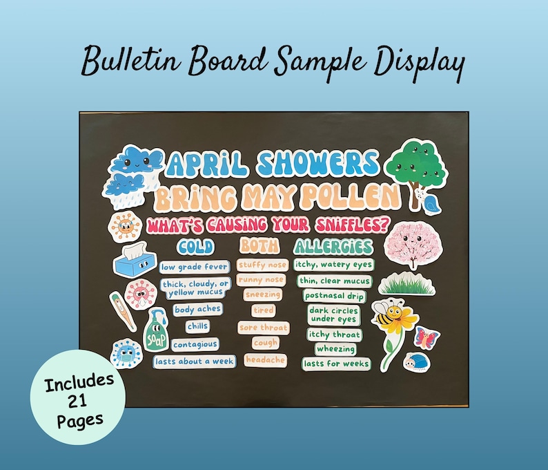 Cold Vs Allergies Bulletin Board Kit: School Nurse Office Decor (PDF ...