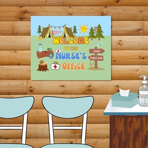 Summer Camp Nurse Office Poster, Camping Themed Nurse Office Welcome ...