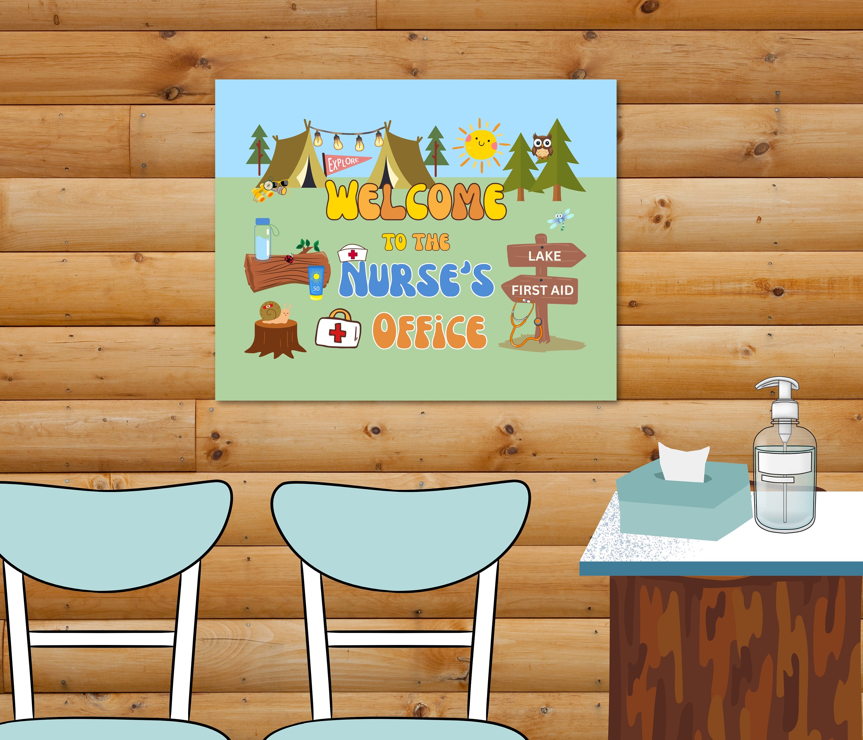 Summer Camp Nurse Office Poster, Camping Themed Nurse Office Welcome ...