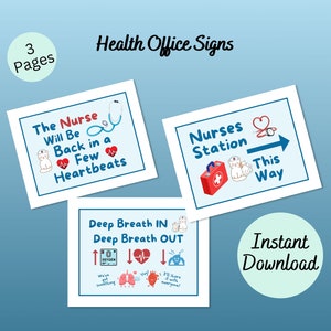 School Nurse Office Signs Bundle, School Nurse Door Sign, School Nurse ...