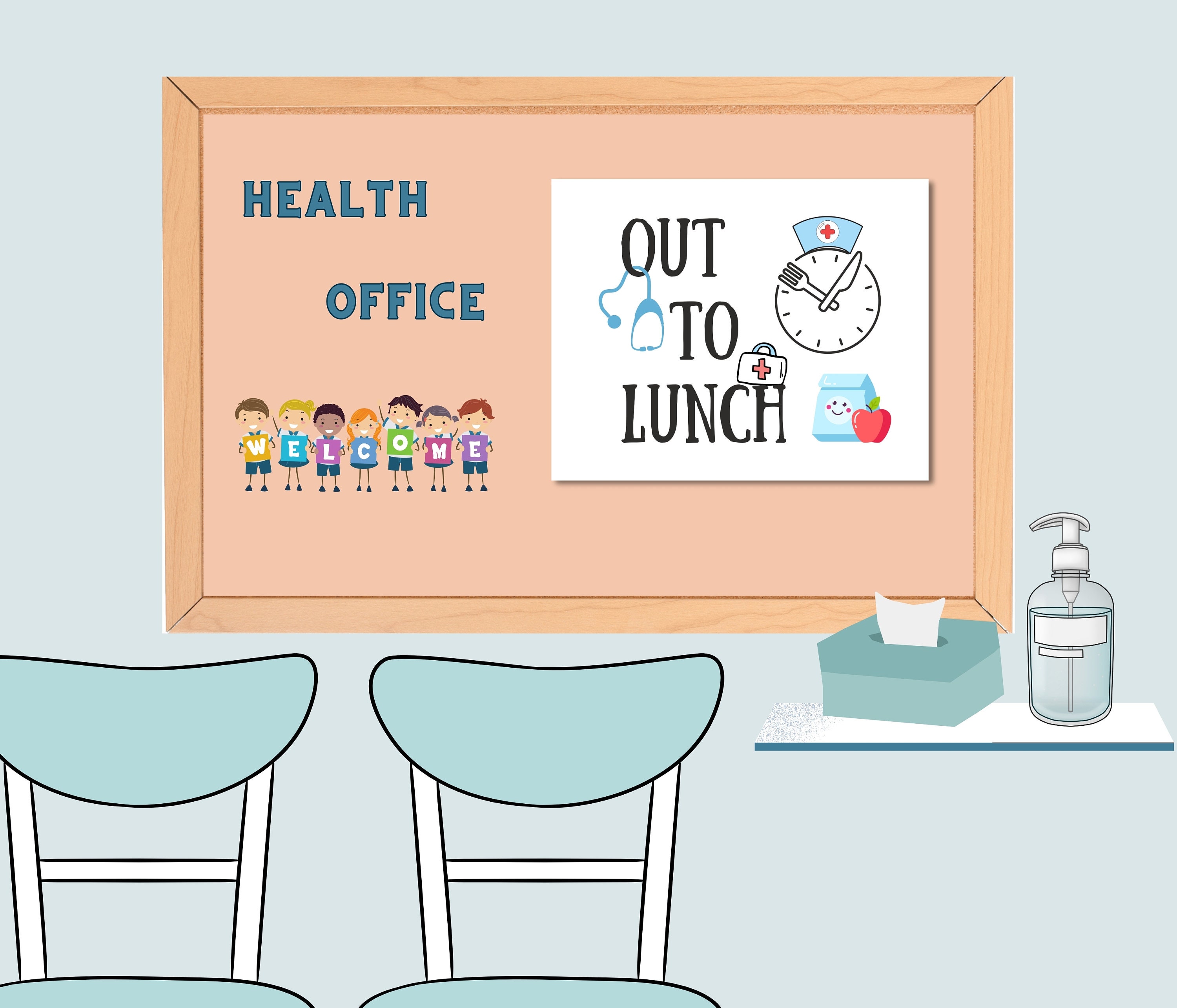Nurse Out to Lunch Poster, Printable Nurse Office Door Sign, School ...
