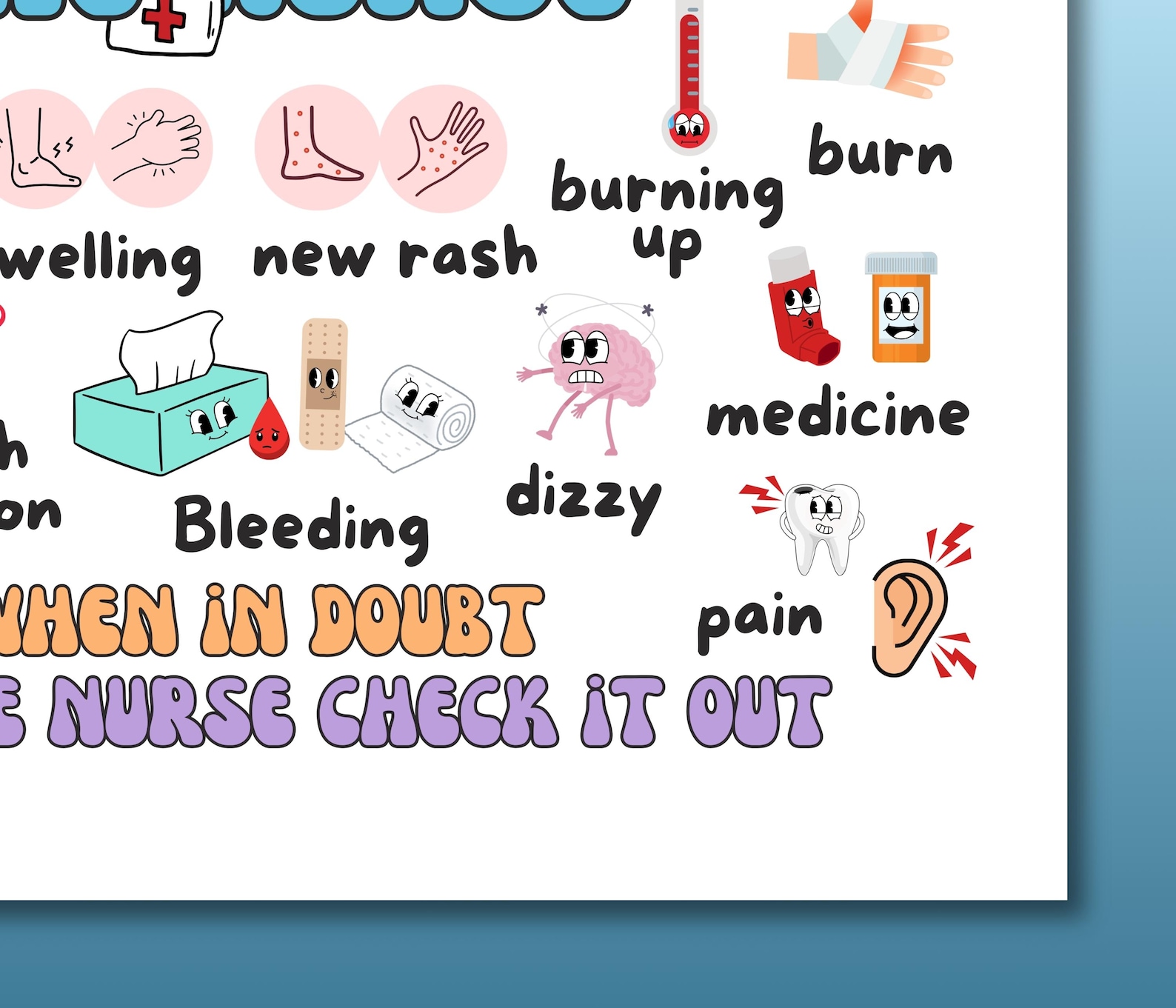When to Visit the Nurse Poster: School Health Office Decor - Etsy