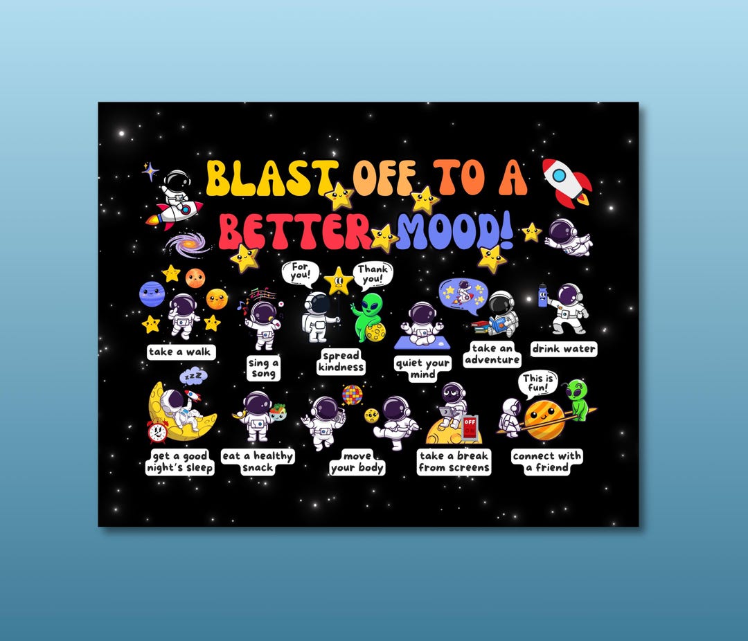 Mood Boosting Astronaut Poster: Retro Space Classroom Art - Etsy