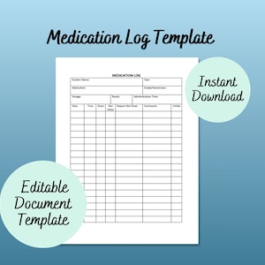 School Nurse Medication Log Template, Medication Administration Tracker ...